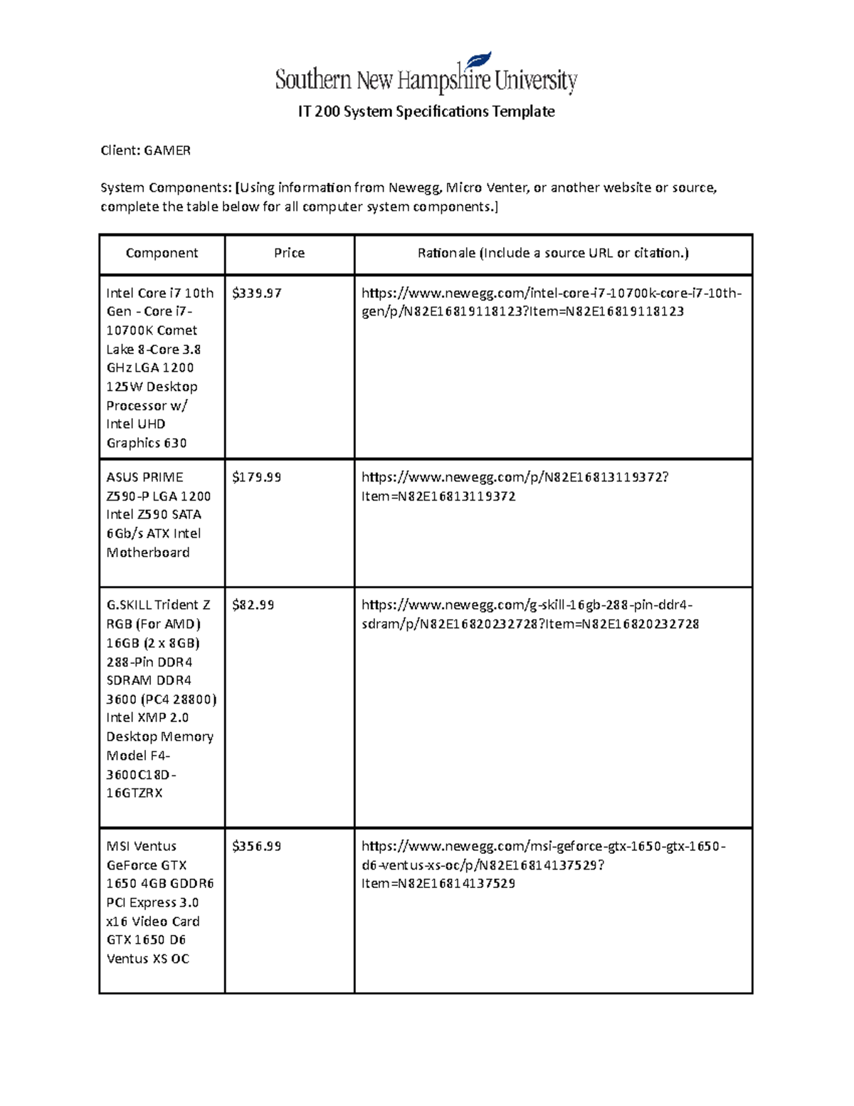 IT 200 System Specifications Template - IT 200 System Specifications ...