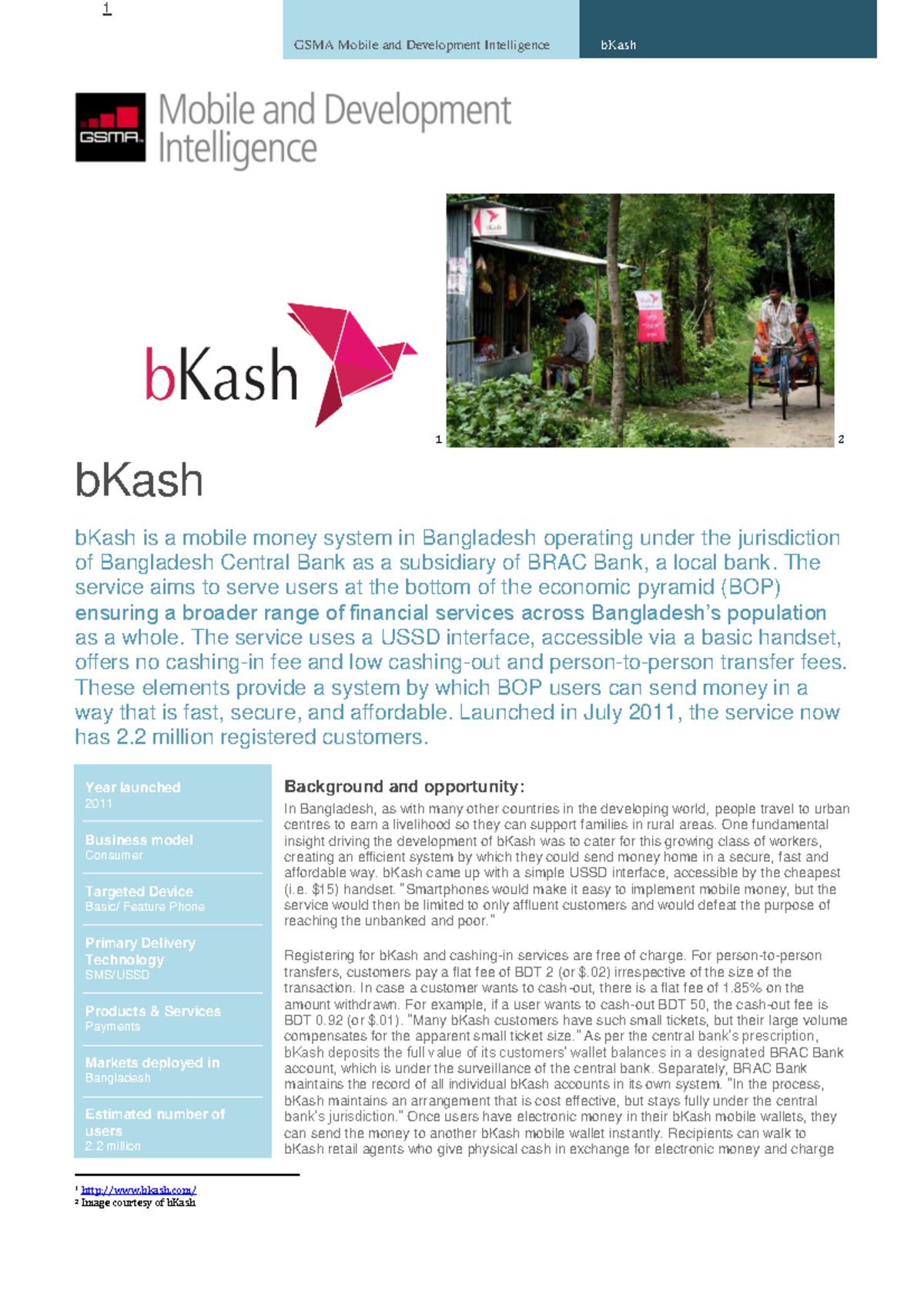Case Study -b Kash - 1 GSMA Mobile and Development Intelligence bKash 1 ...