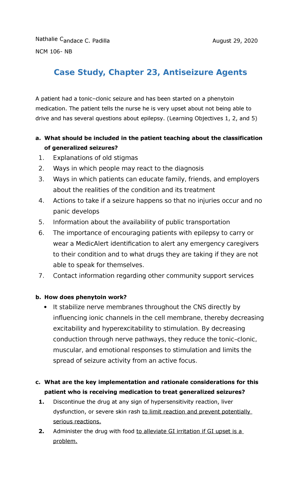 Antiseizure Agents - Nathalie Candace C. Padilla August 29, 2020 NCM ...