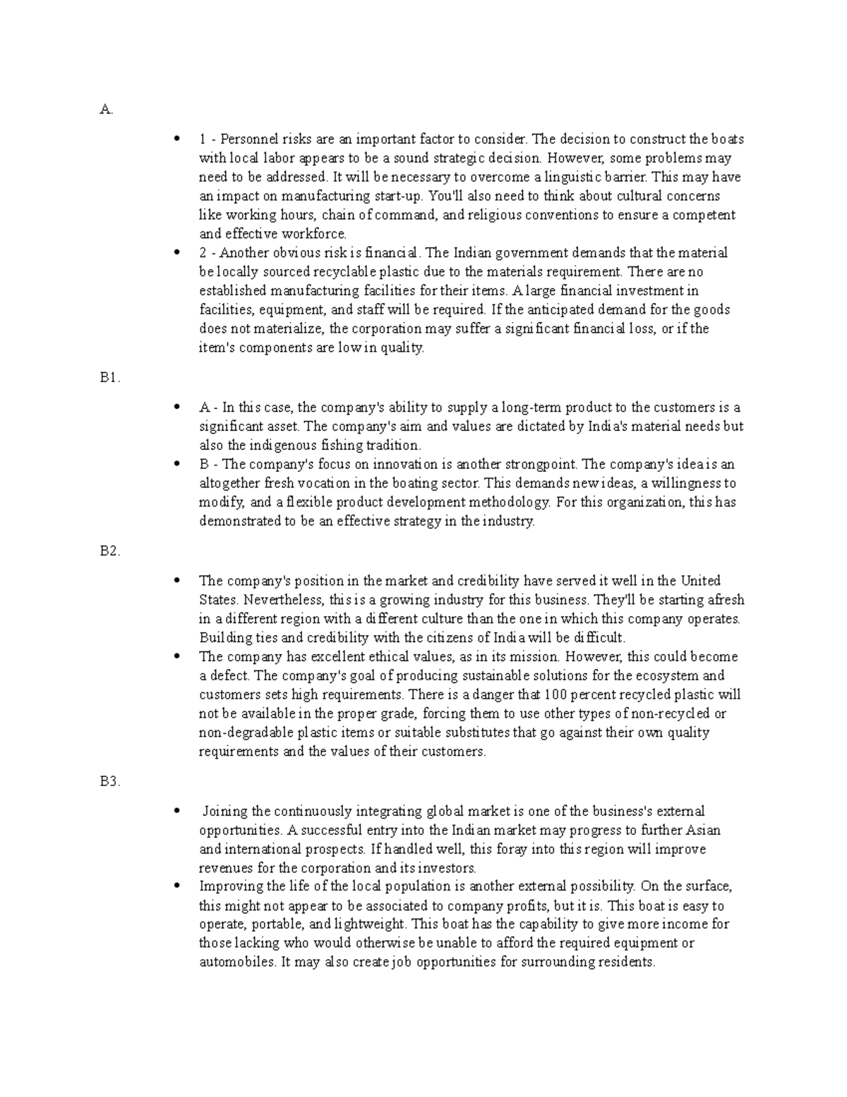 QBM2 TASK 2 - ... - A. 1 - Personnel risks are an important factor to ...