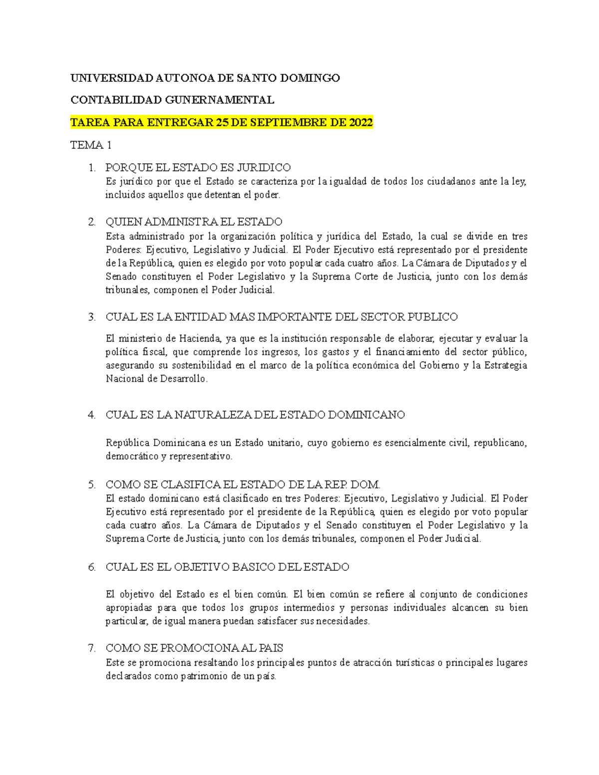 Gubernamental - UNIVERSIDAD AUTONOA DE SANTO DOMINGO CONTABILIDAD ...
