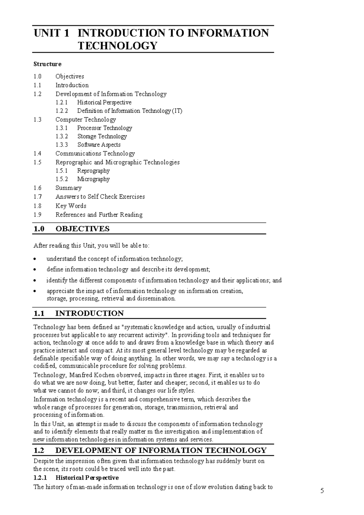 Unit-1 - Introduction to information and technology - Introduction to Information Technology ...