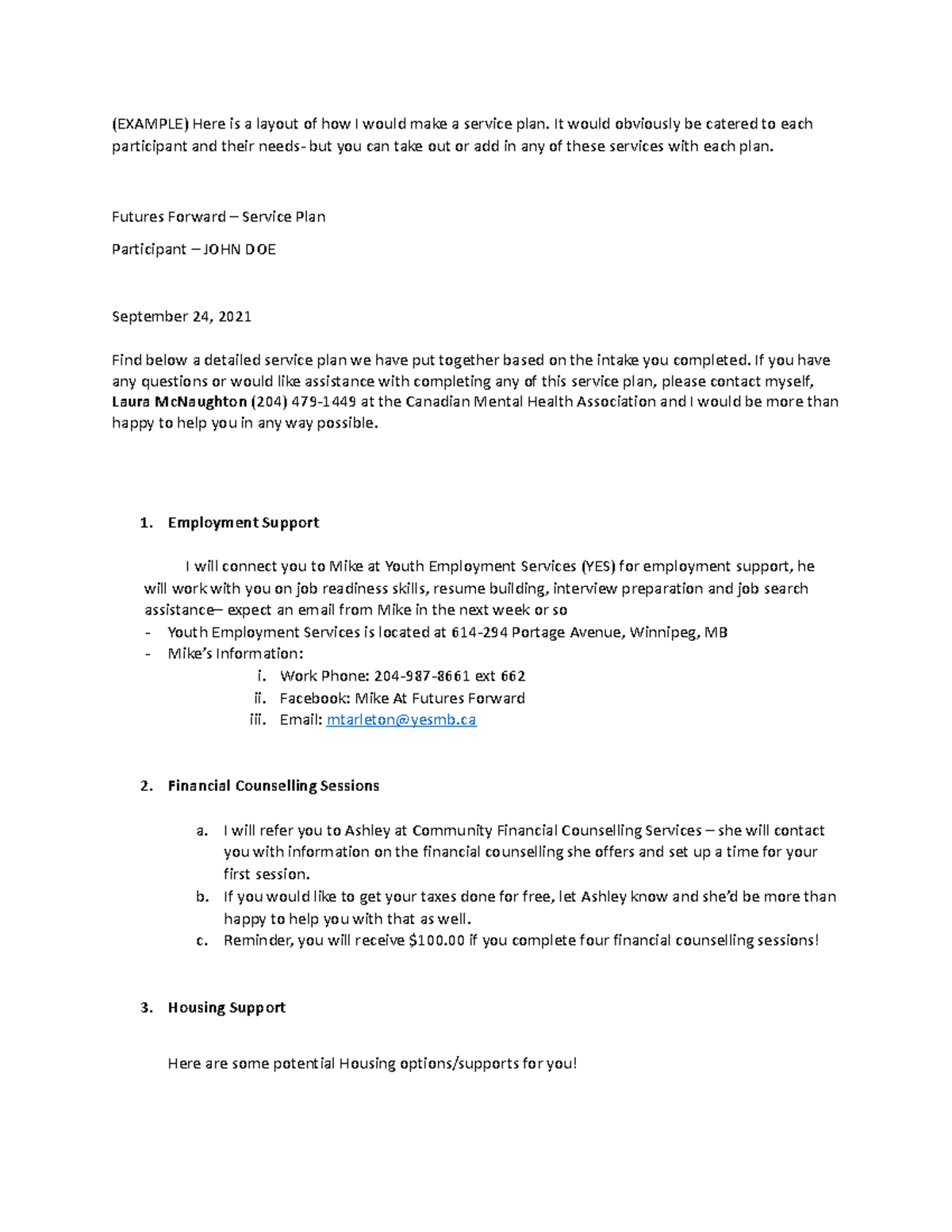 Example Service Plan - see atchtachemt - (EXAMPLE) Here is a layout of ...