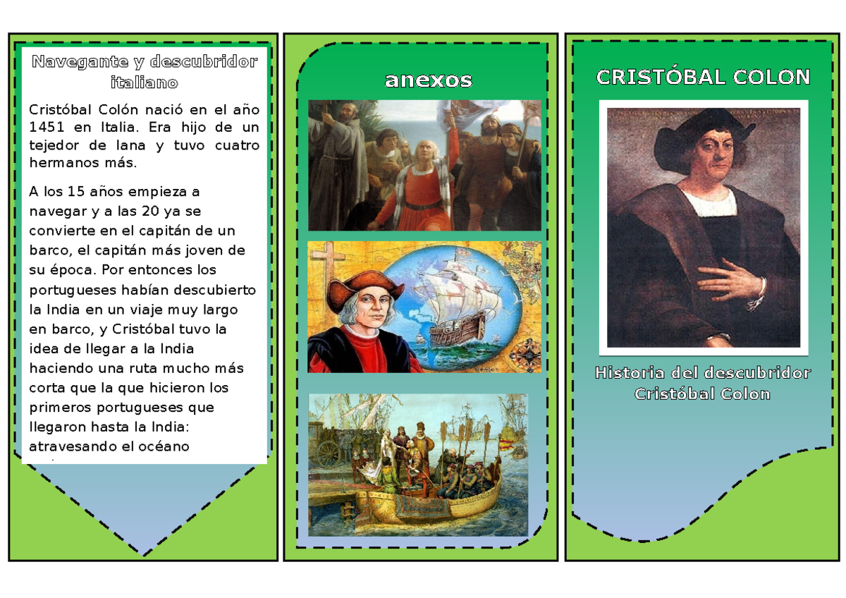 Triptico - trabajo - Historia del descubridor Cristóbal Colon Navegante ...