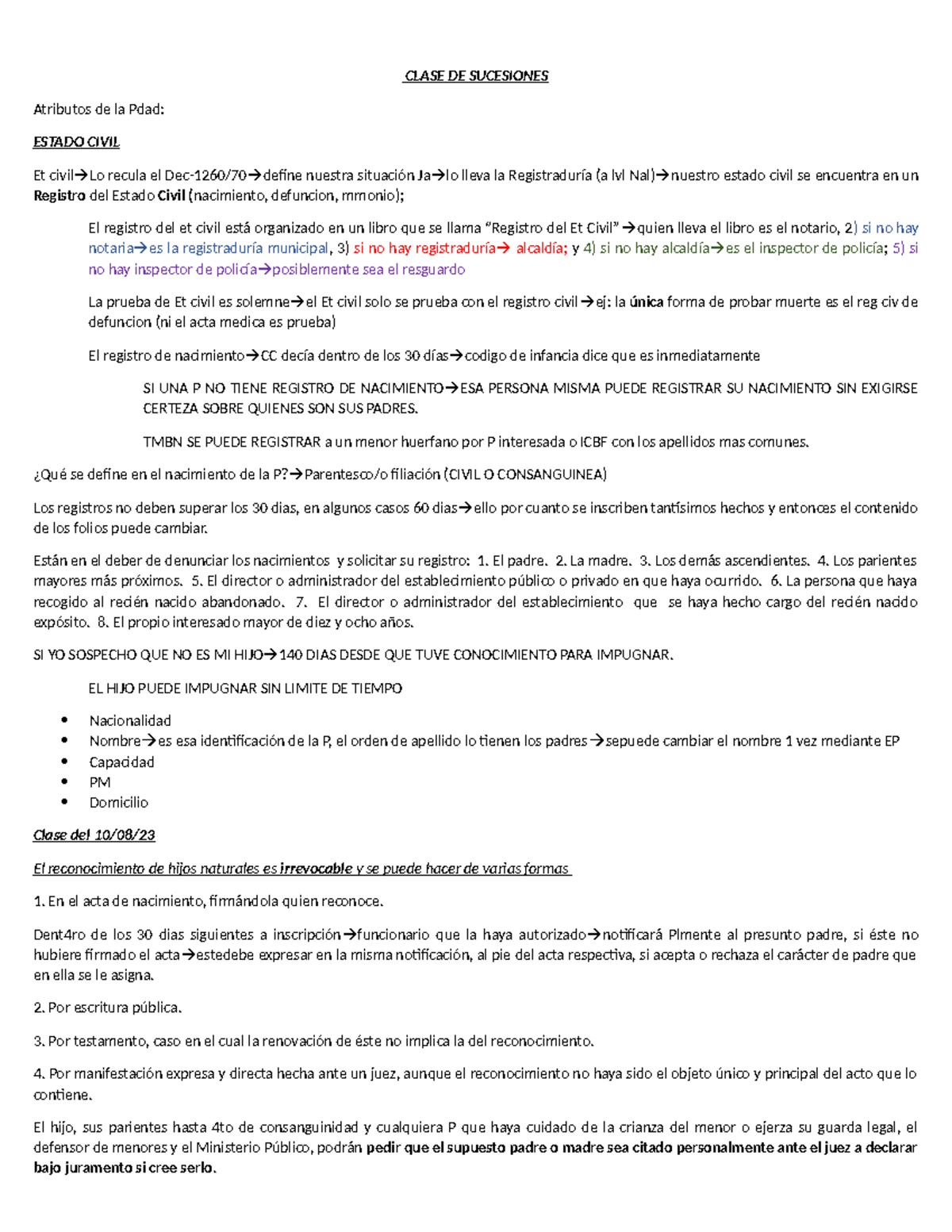 Sucesiones Clase - CLASE DE SUCESIONES Atributos de la Pdad: ESTADO ...