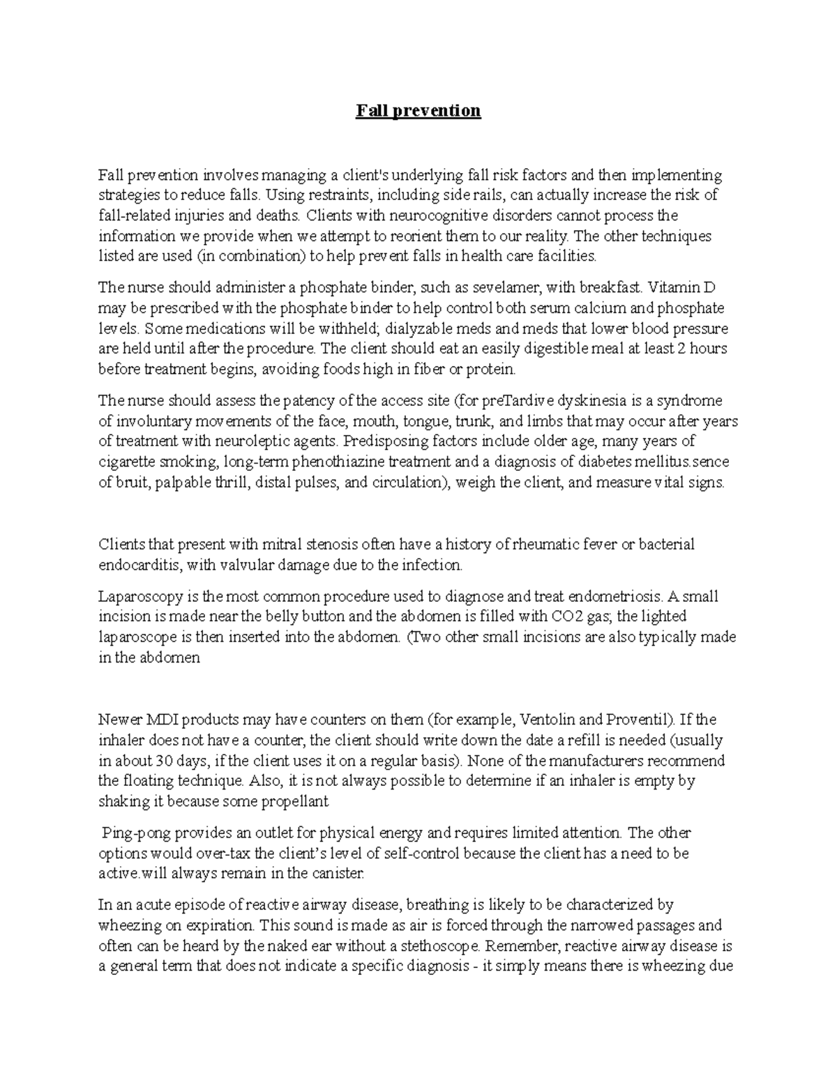 Fall prevention involves managing a client - Fall prevention Fall ...