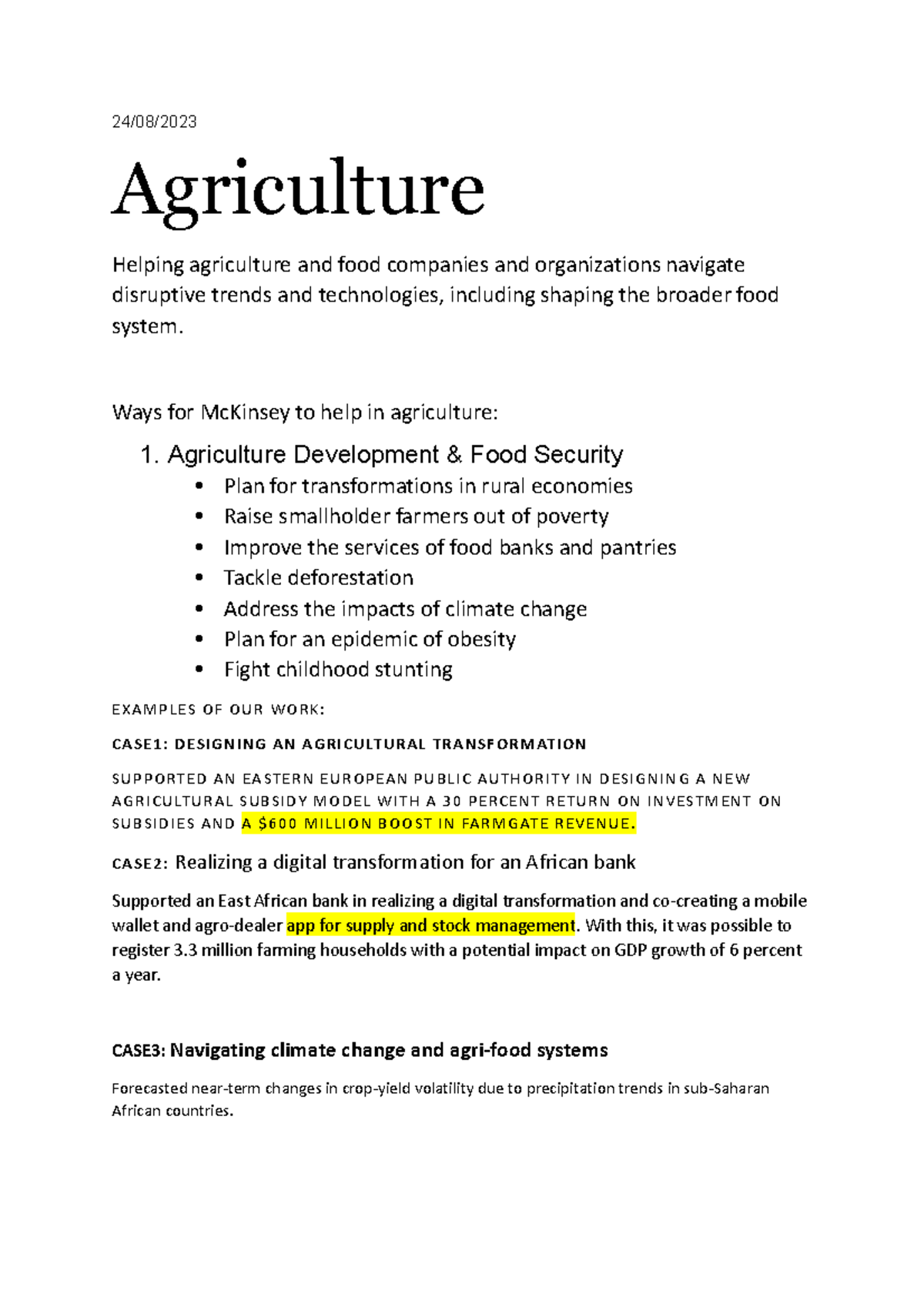 Overview of agricultural consulting - 24/08/ Agriculture Helping ...