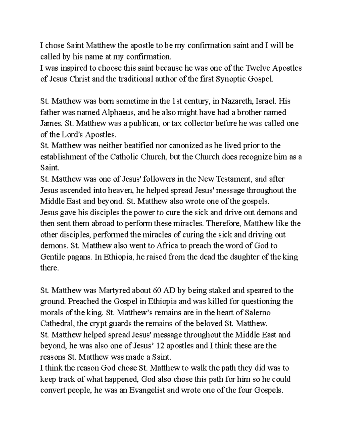 St. Mateo Apostle - wefwefwefwef - I chose Saint Matthew the apostle to ...