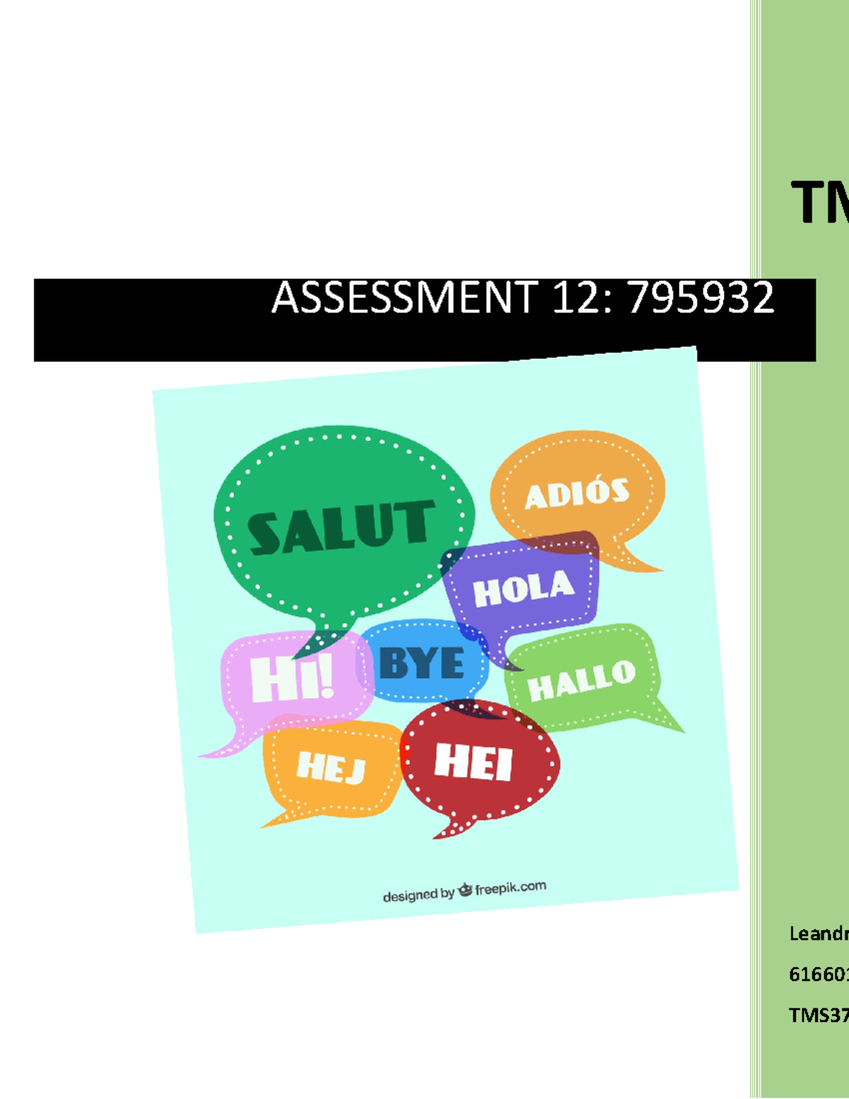 61660167 TMS3719 Assessment 12 - TM Leandr 616601 TMS ASSESSMENT 12: ...