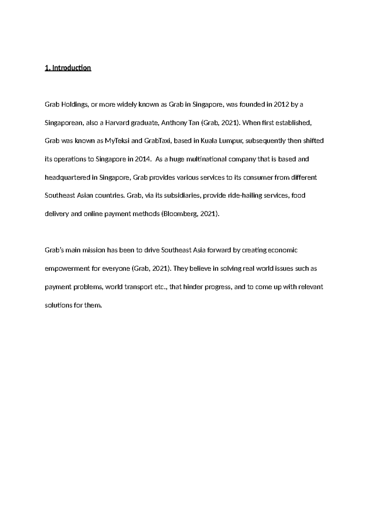 PMGT Assignment 1 - assessment - Introduction Grab Holdings, or more ...