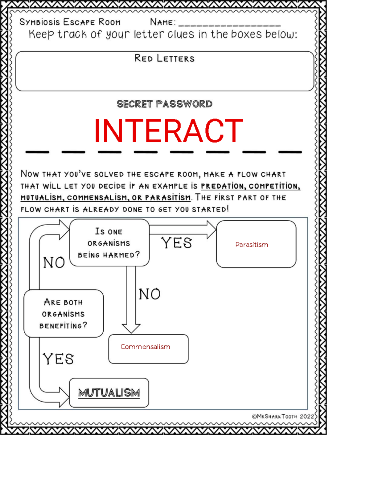 Jacob Rodriguez - symbiosisreviewworksheet - Symbiosis ESCAPE ROOM NAME ...
