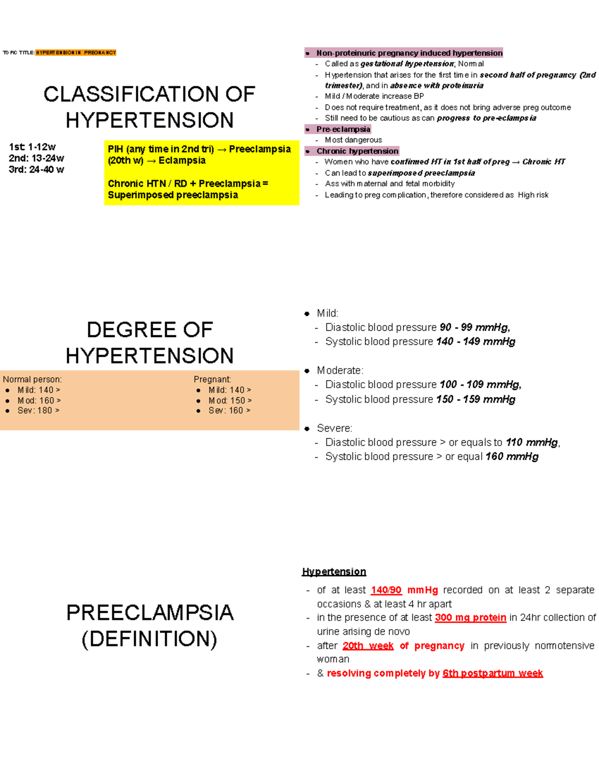 (O) Hypertension IN Pregnancy - CLASSIFICATION OF HYPERTENSION TOPIC ...