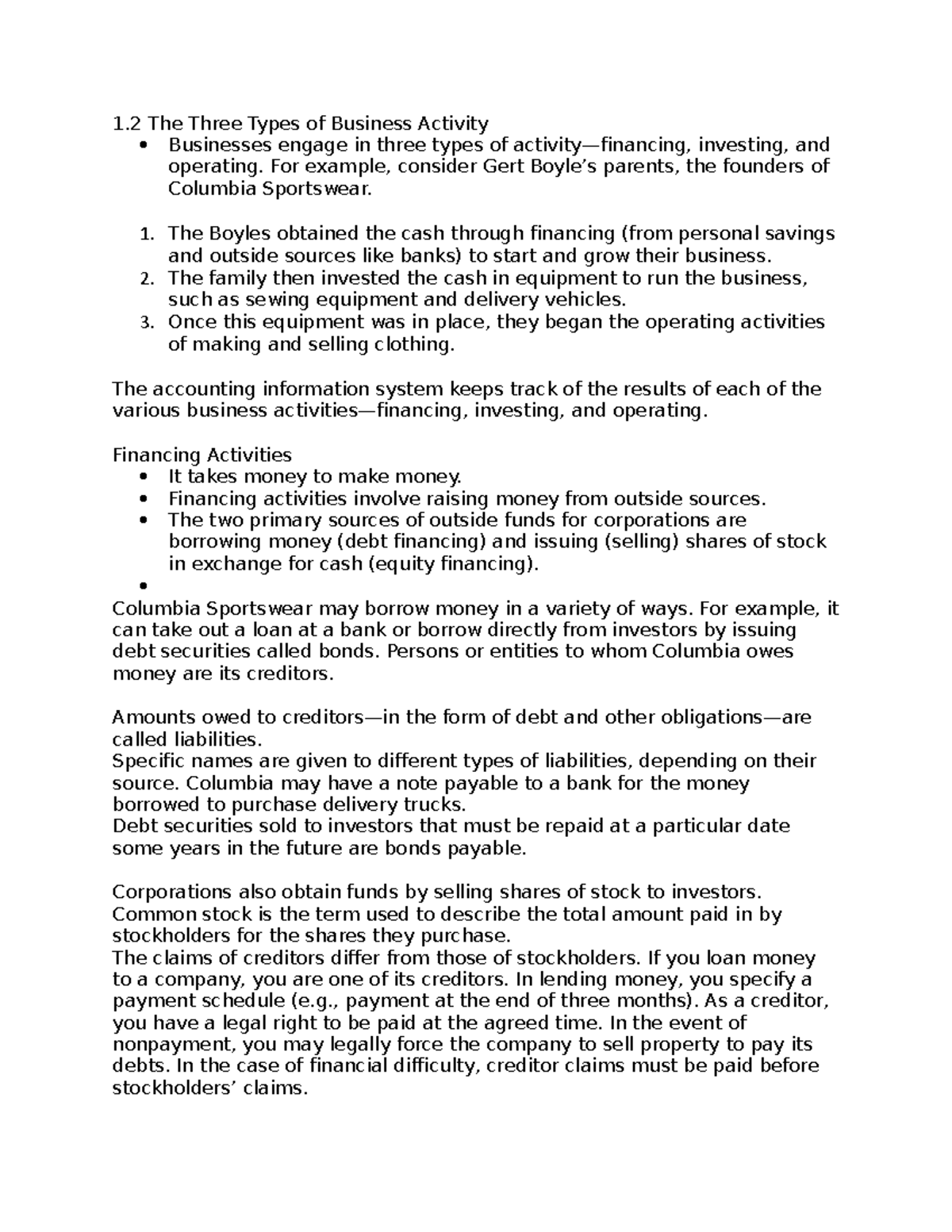 1.2 the three types of busienss activity - 1 The Three Types of ...