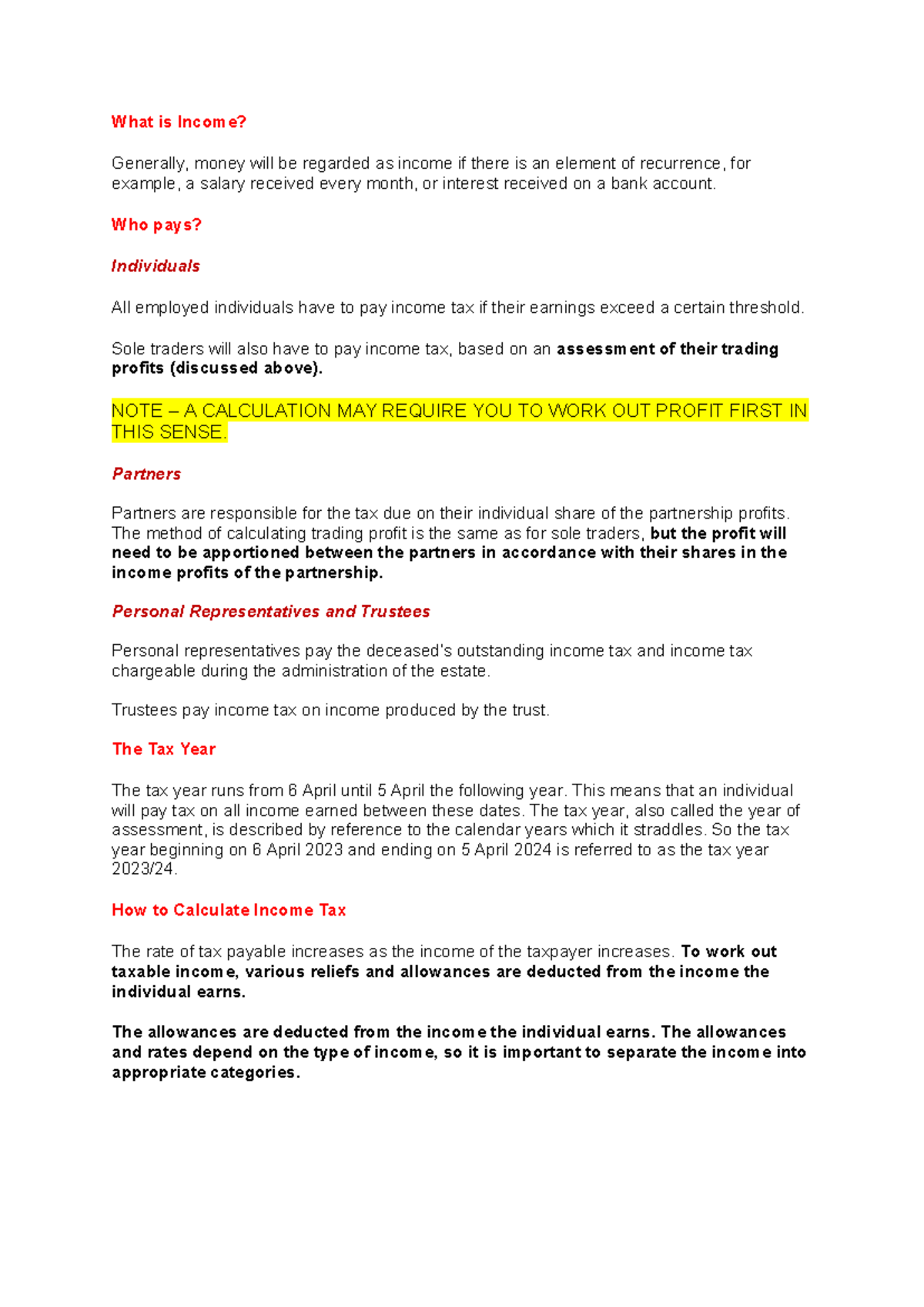 Income Tax - Notes innit - What is Income? Generally, money will be ...