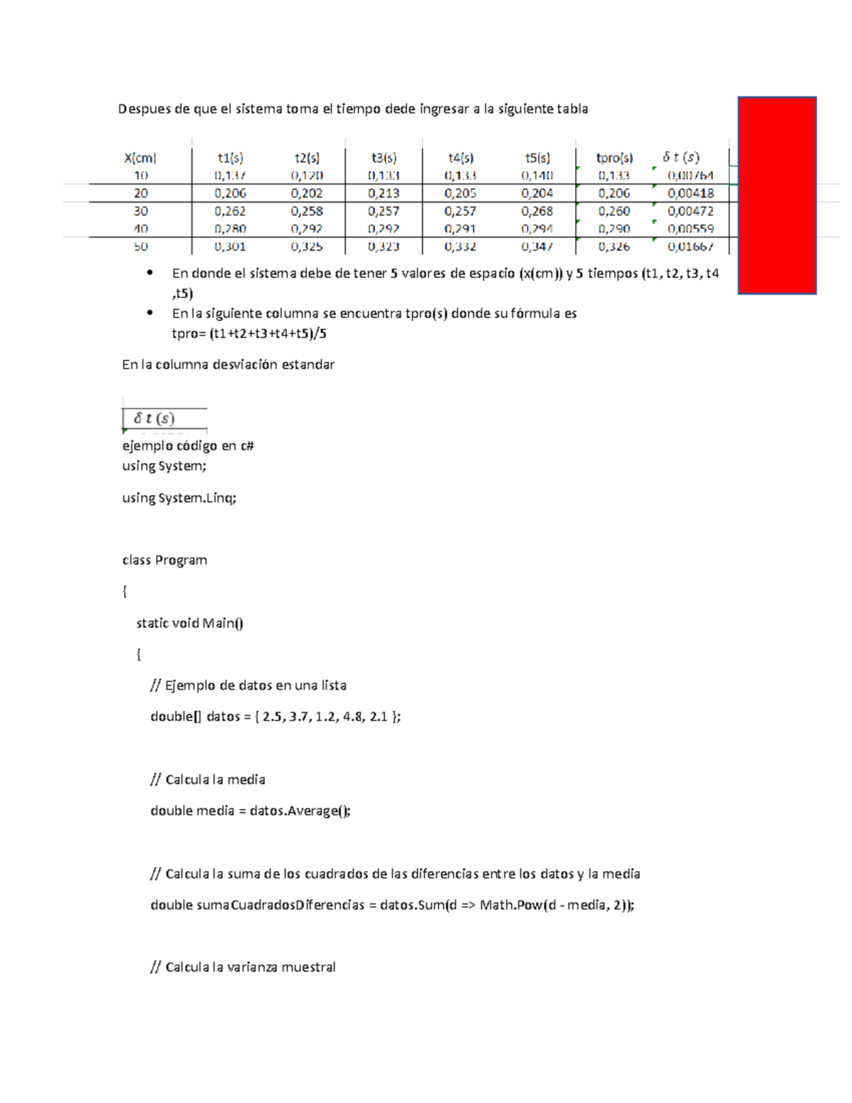 Tabla - vbbv - Despues de que el sistema toma el tiempo dede ingresar a ...