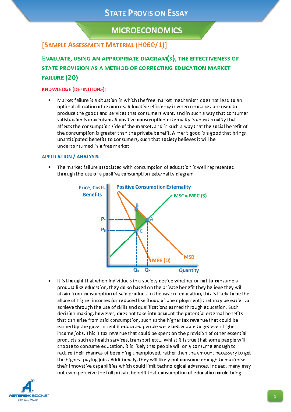 State Provision Essay (OCR) - MICROECONOMICS S TATE P ROVISION ESSAY 1 ...