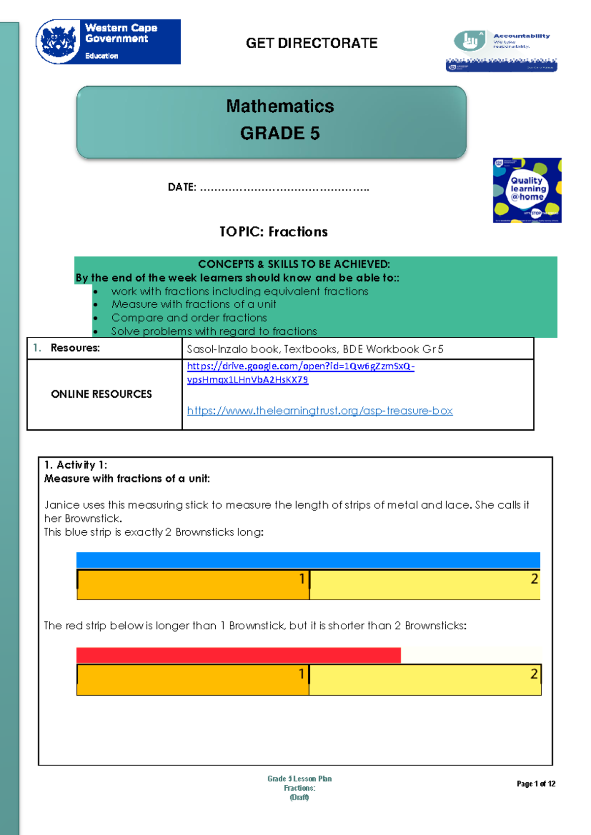 Lesson Plan Get Ip Gygrade 5 Mathematics Term 2 20 24 April 2020