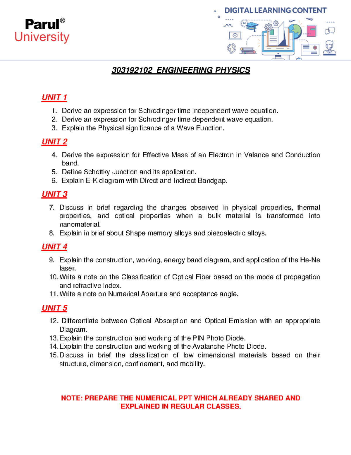 Important Questions 303192102 Engineering Physics ( Final) - 303192102_ENGINEERING PHYSICS UNIT ...