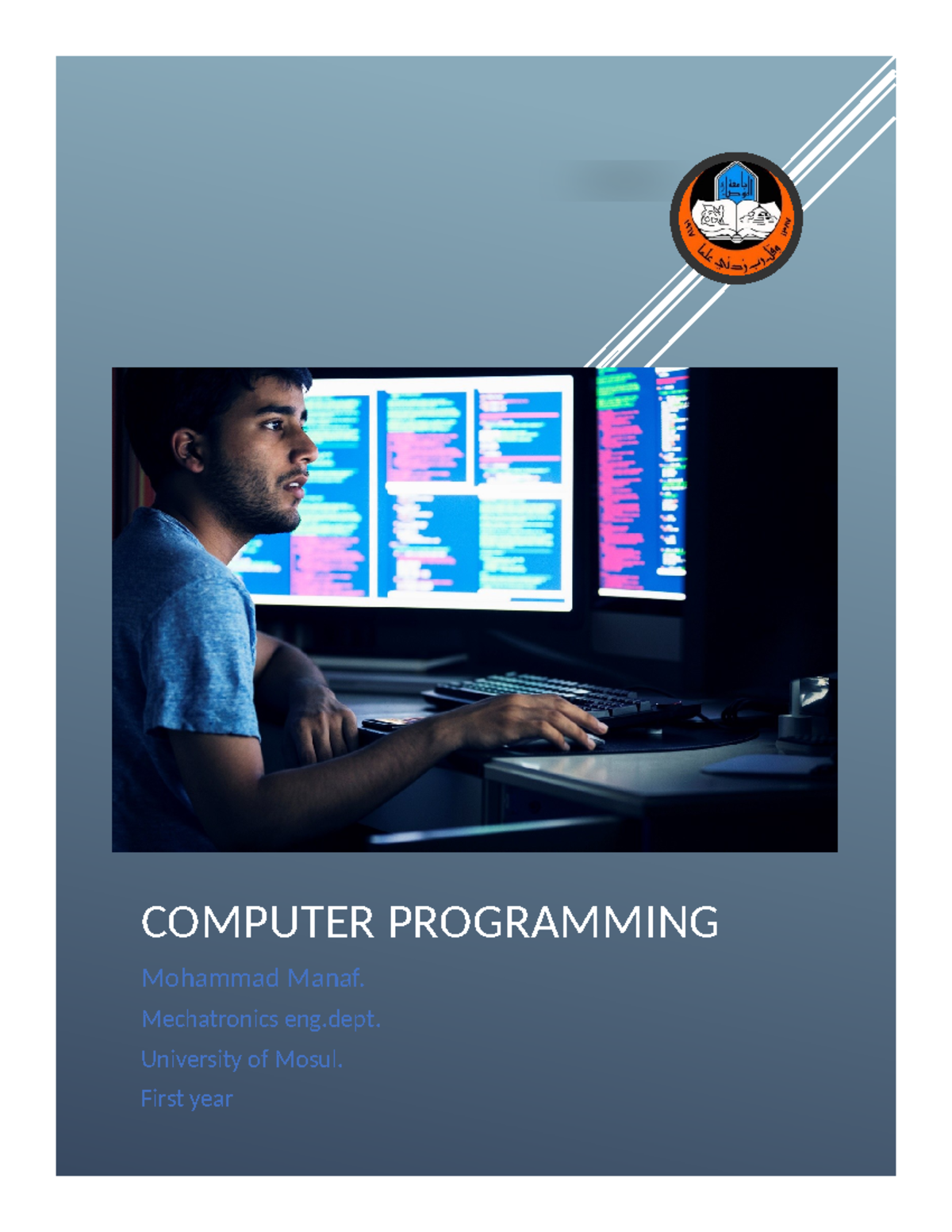 Word file programming - ITS NEW - COMPUTER PROGRAMMING Mohammad Manaf ...