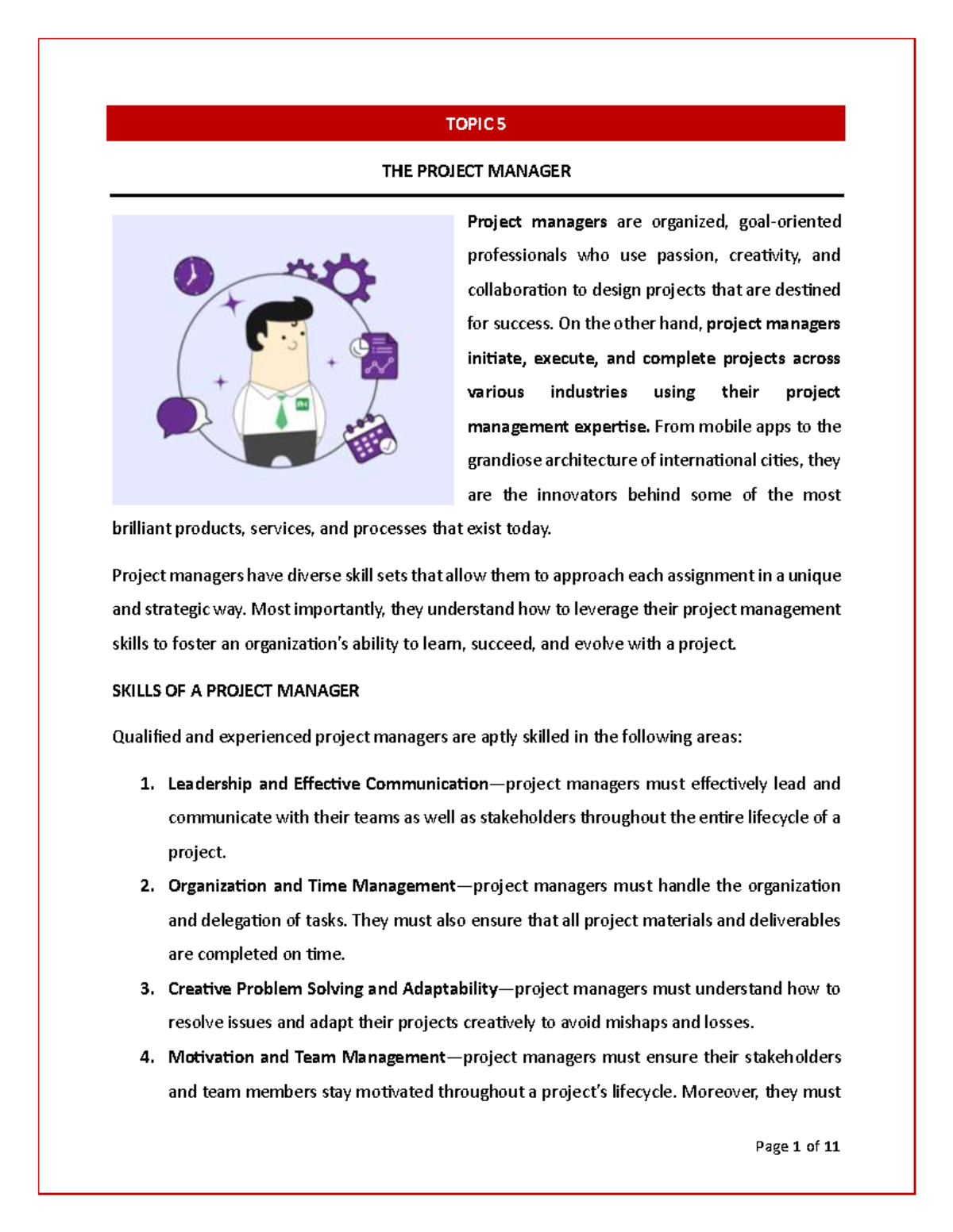 Topic%205 THE%20 Project%20 Manager - TOPIC 5 THE PROJECT MANAGER ...