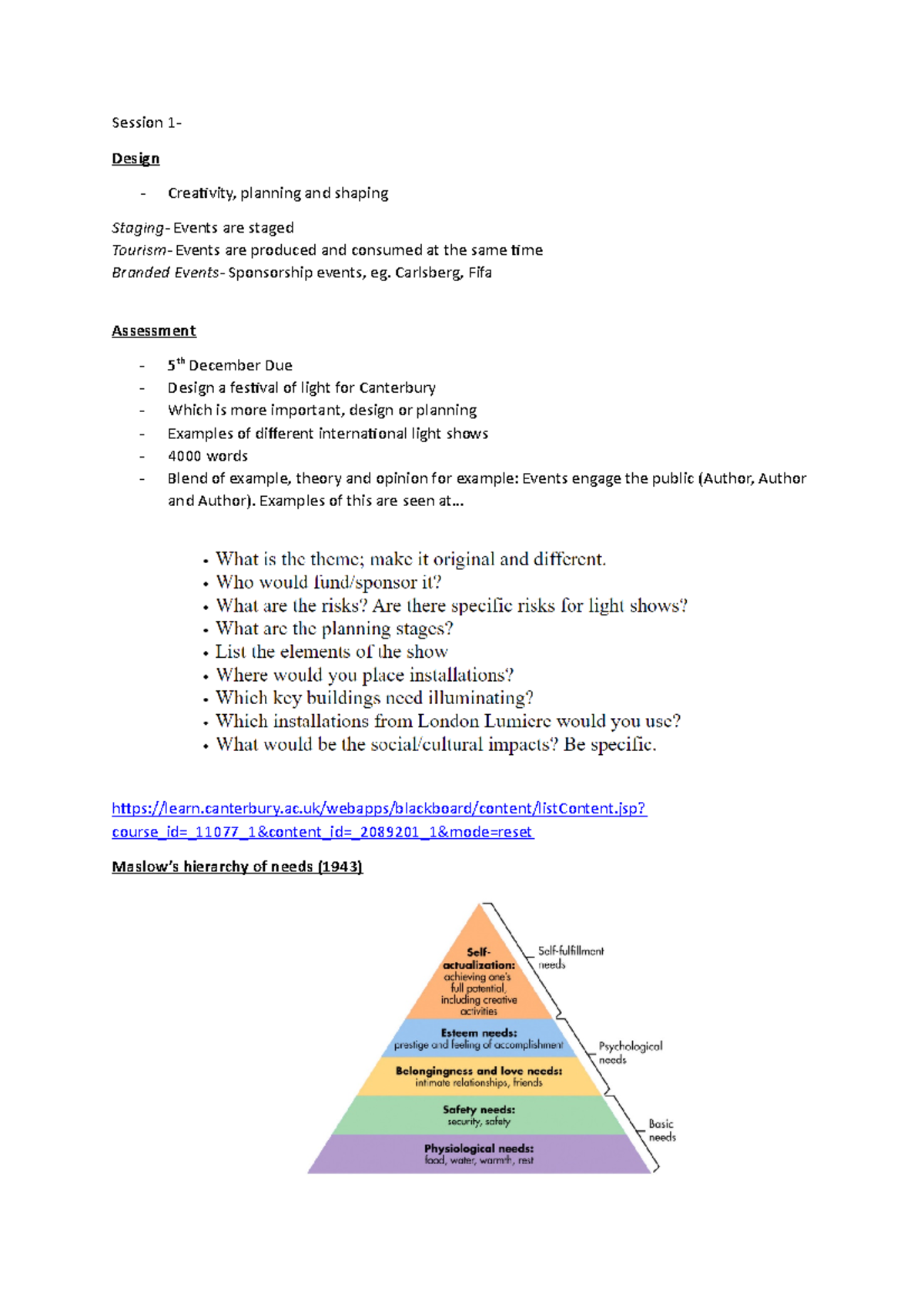 Session 1 - Lecture notes 1 - Session 1- Design Creativity, planning ...