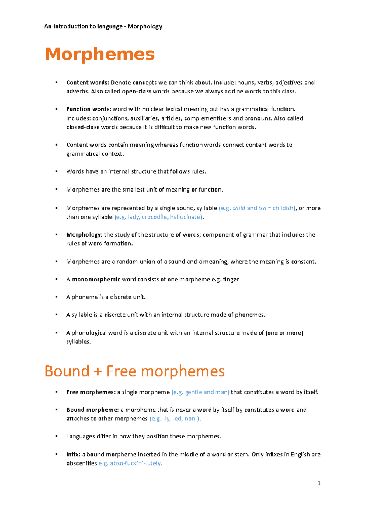 Morphology - lect - Morphemes Content words: adverbs. Also called ...