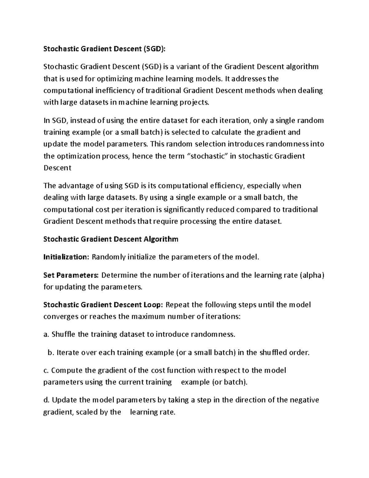 DLeep learning unit1 - Stochastic Gradient Descent (SGD): Stochastic ...
