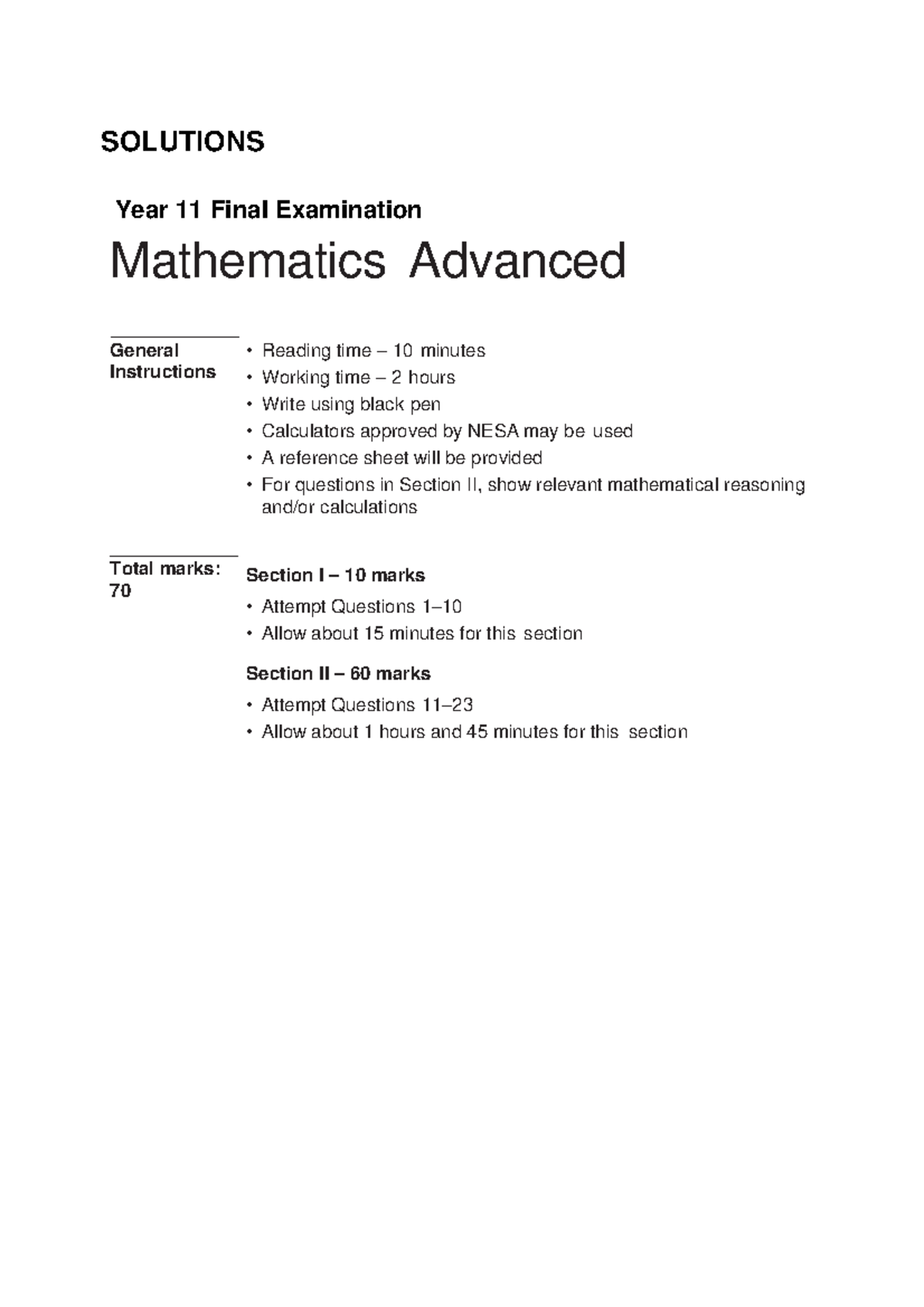 Final TTA 2020 Advanced Yearly - Solutions - SOLUTIONS ####### Year 11 ...