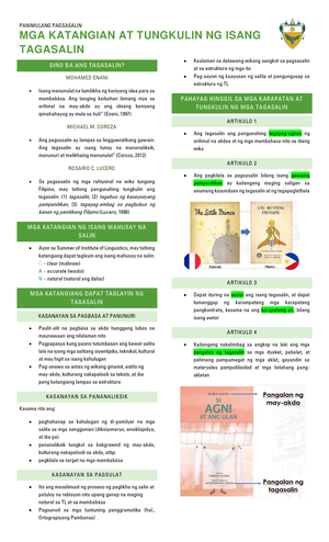 FIL Aralin 2 - FILIPINO MGA PILÍNG TEORYA SA PAGSASALIN NOTE: Matalik ...