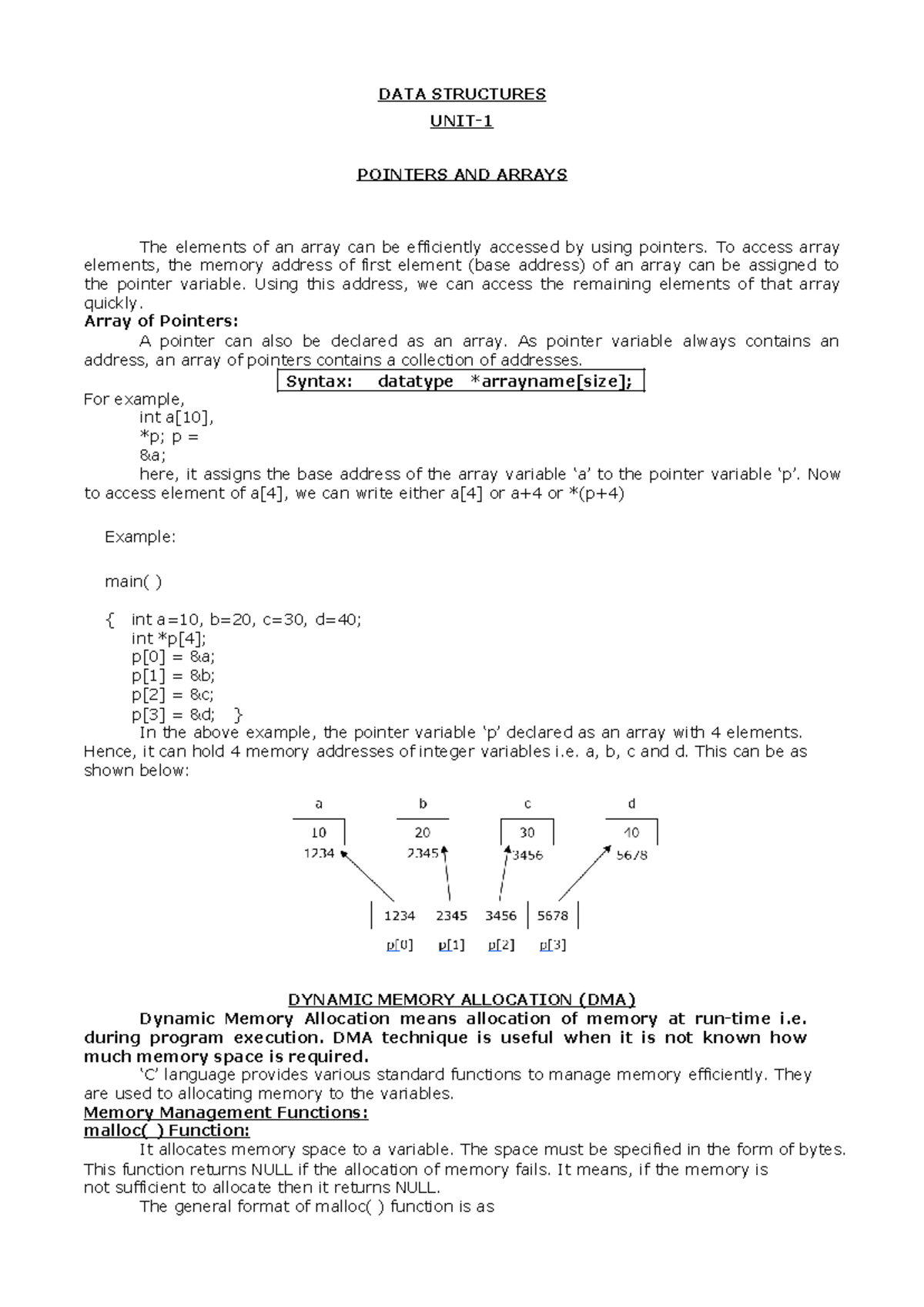 Data Structuresnew Data Structures Data Structures Unit Pointers