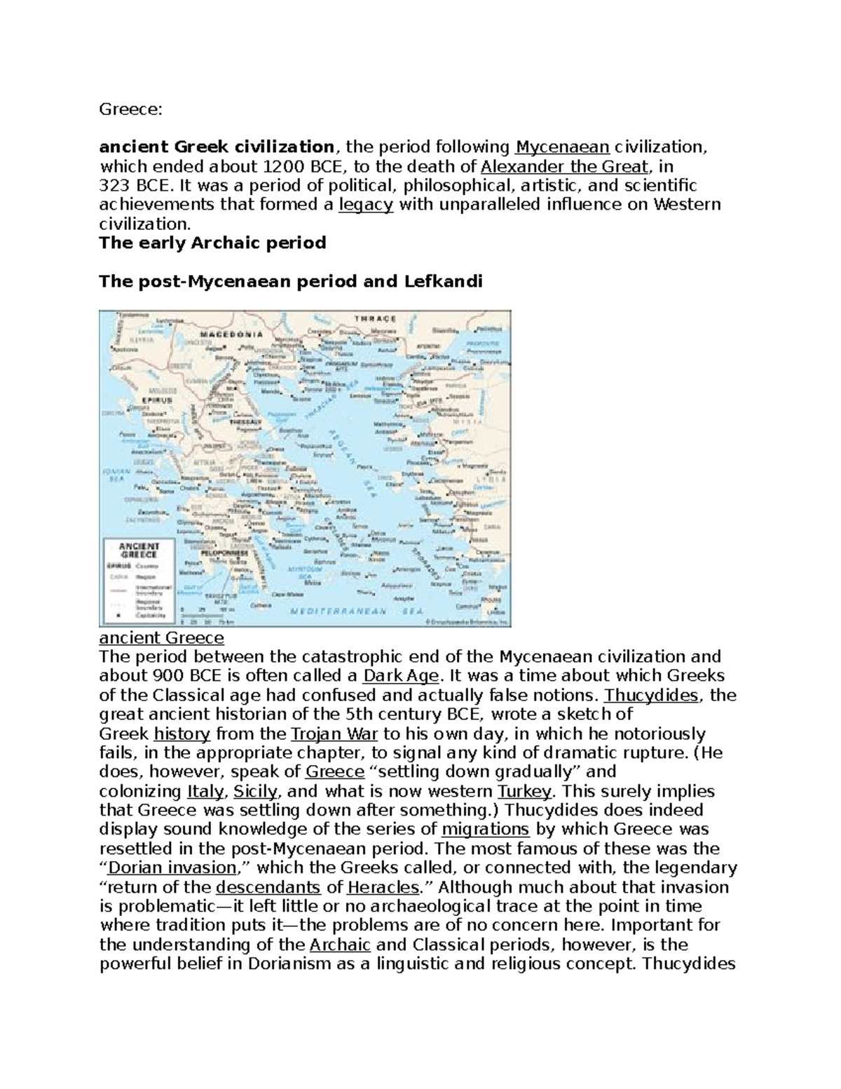 Greece - Greece: ancient Greek civilization, the period following ...