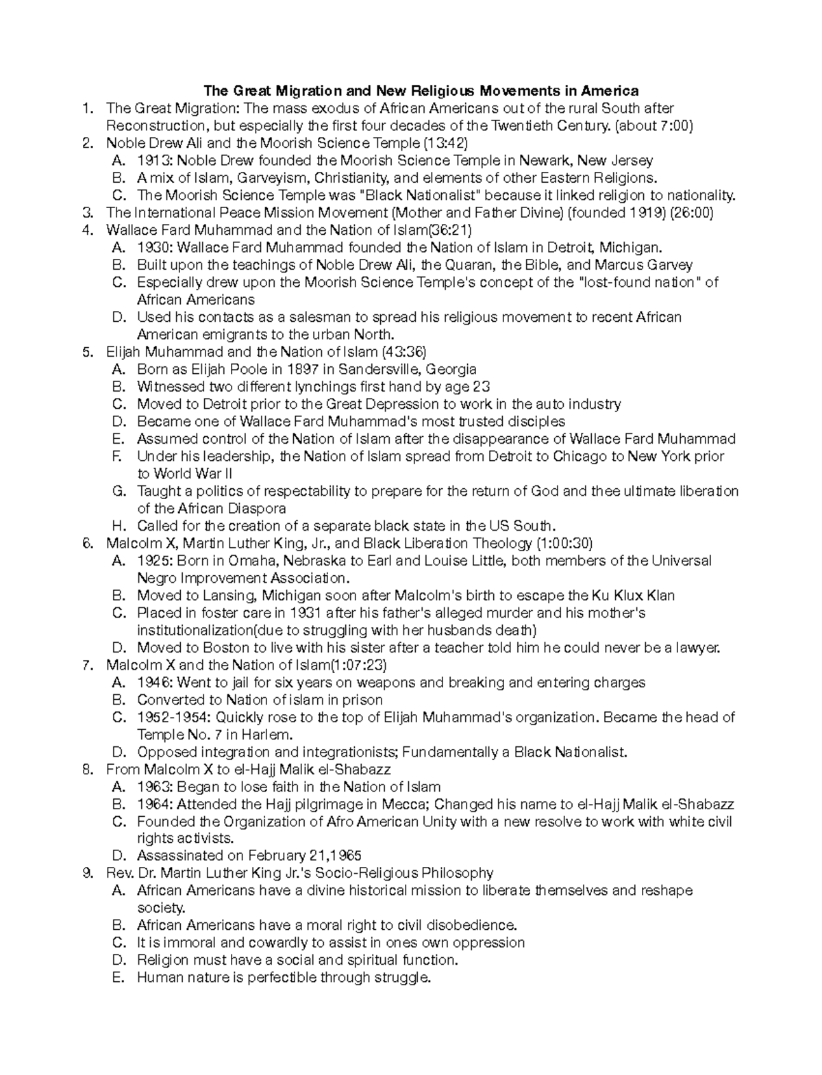 African American Studies Notes - The Great Migration and New Religious ...