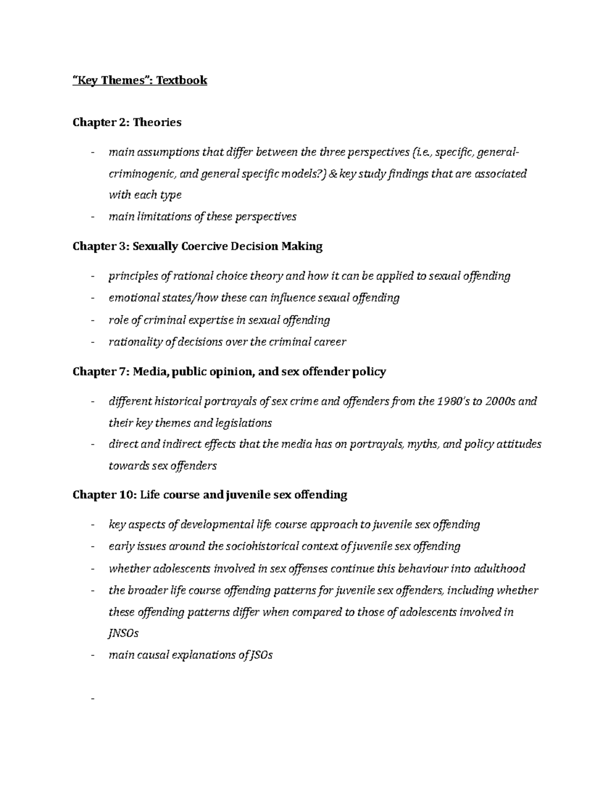 Key Themes (Textbook) - “Key Themes”: Textbook Chapter 2: Theories main ...