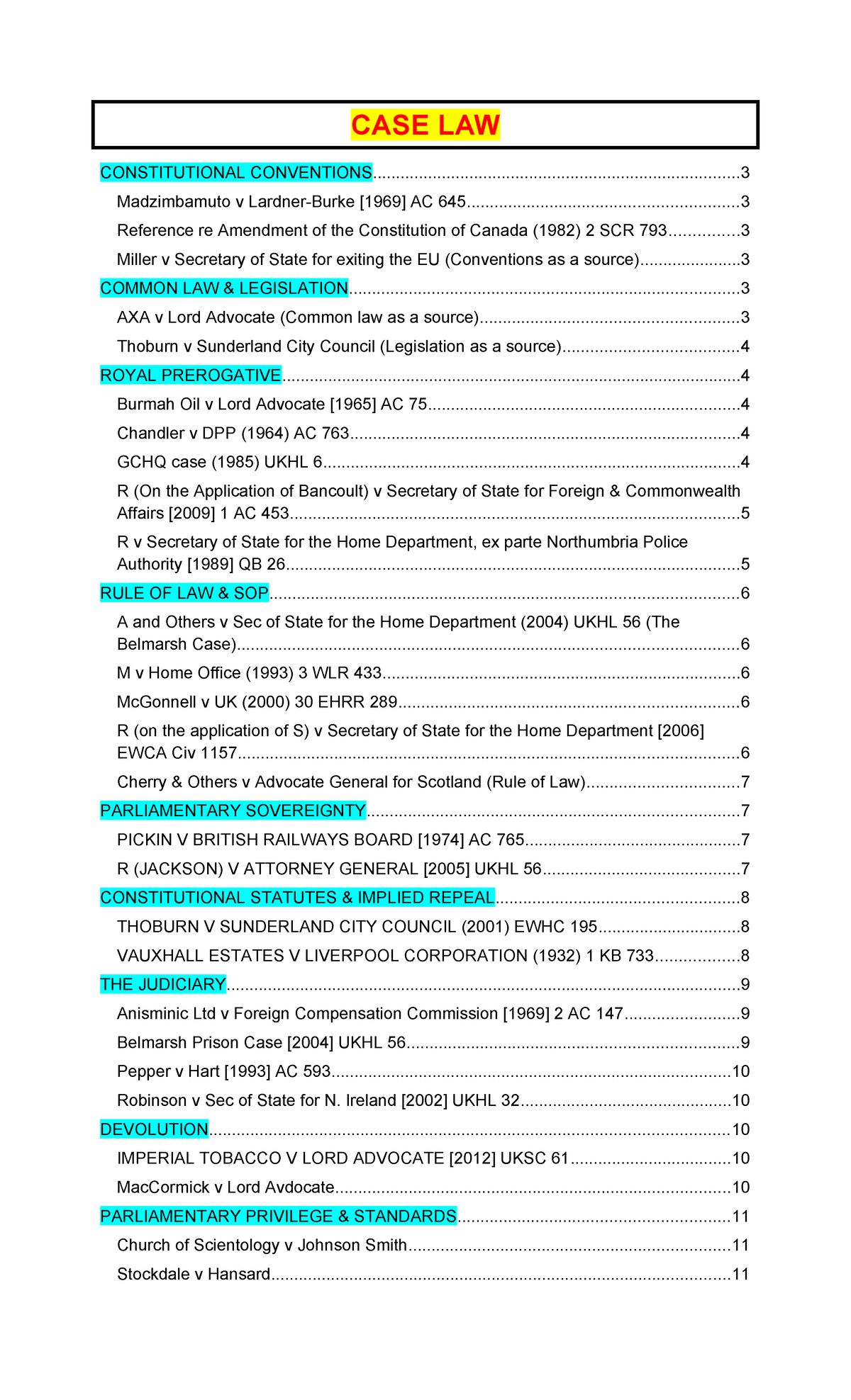 CASE LAW - Summary Public Law of the UK and Scotland - CASE LAW ...