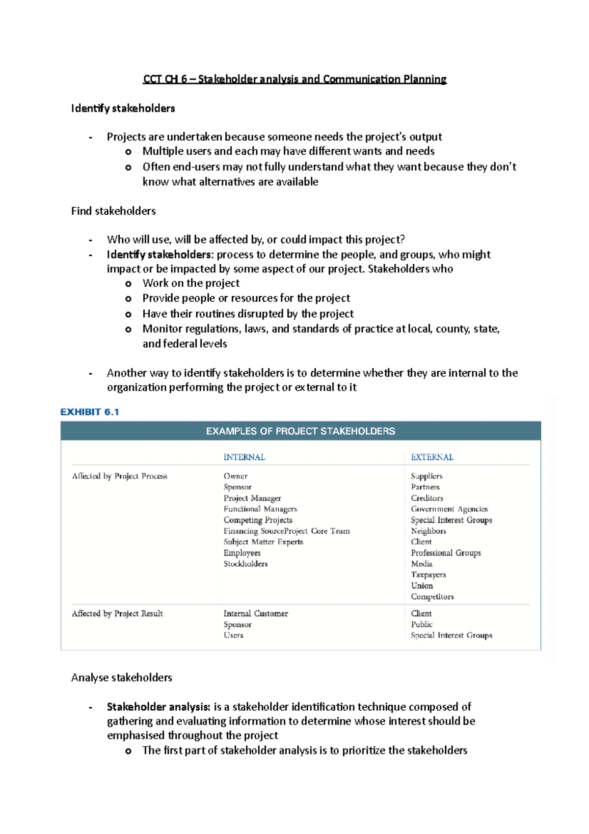 CCT CH 6 - Summaries of the very long course chapters, - CCT CH 6 ...