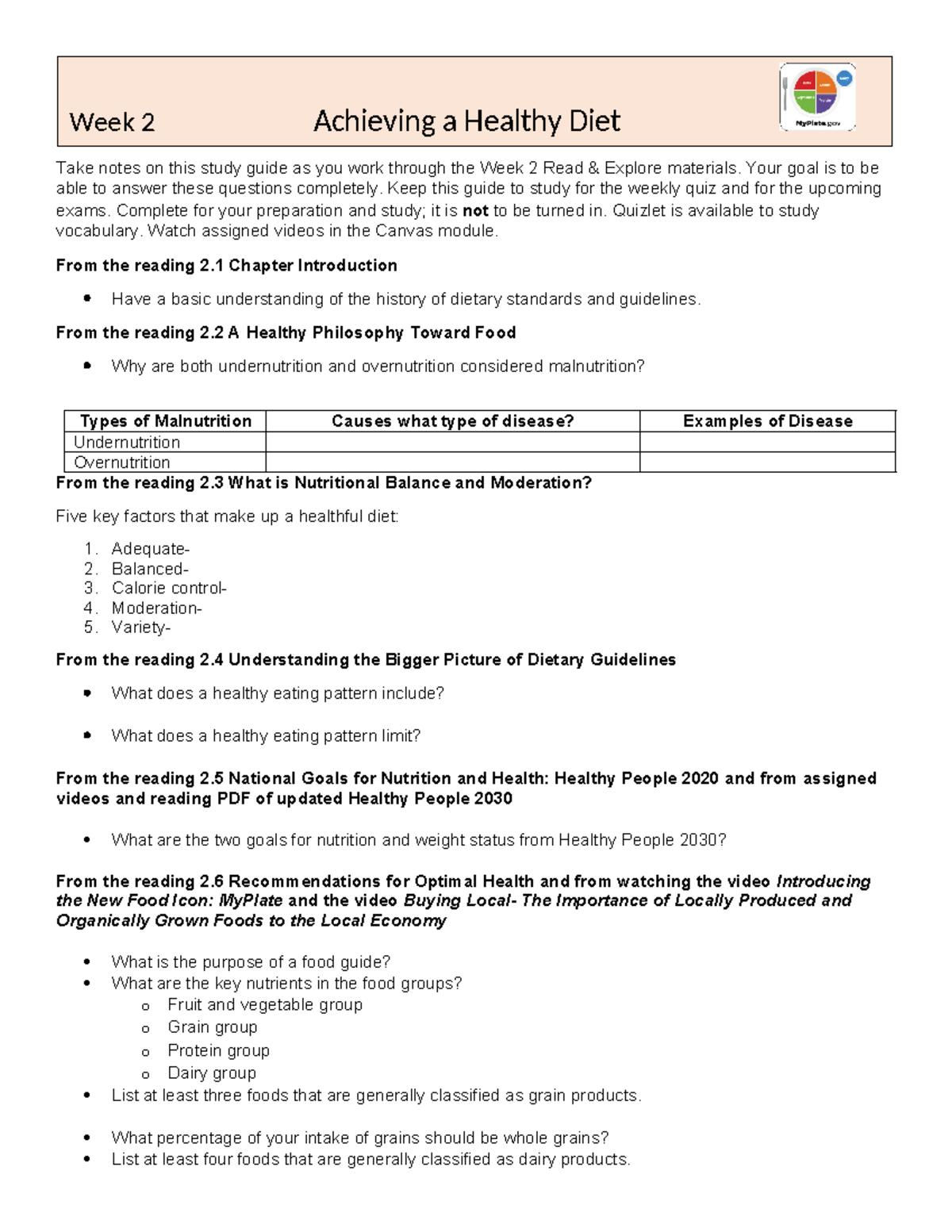 Week 2 Study Guide - here - T Take notes on this study guide as you ...