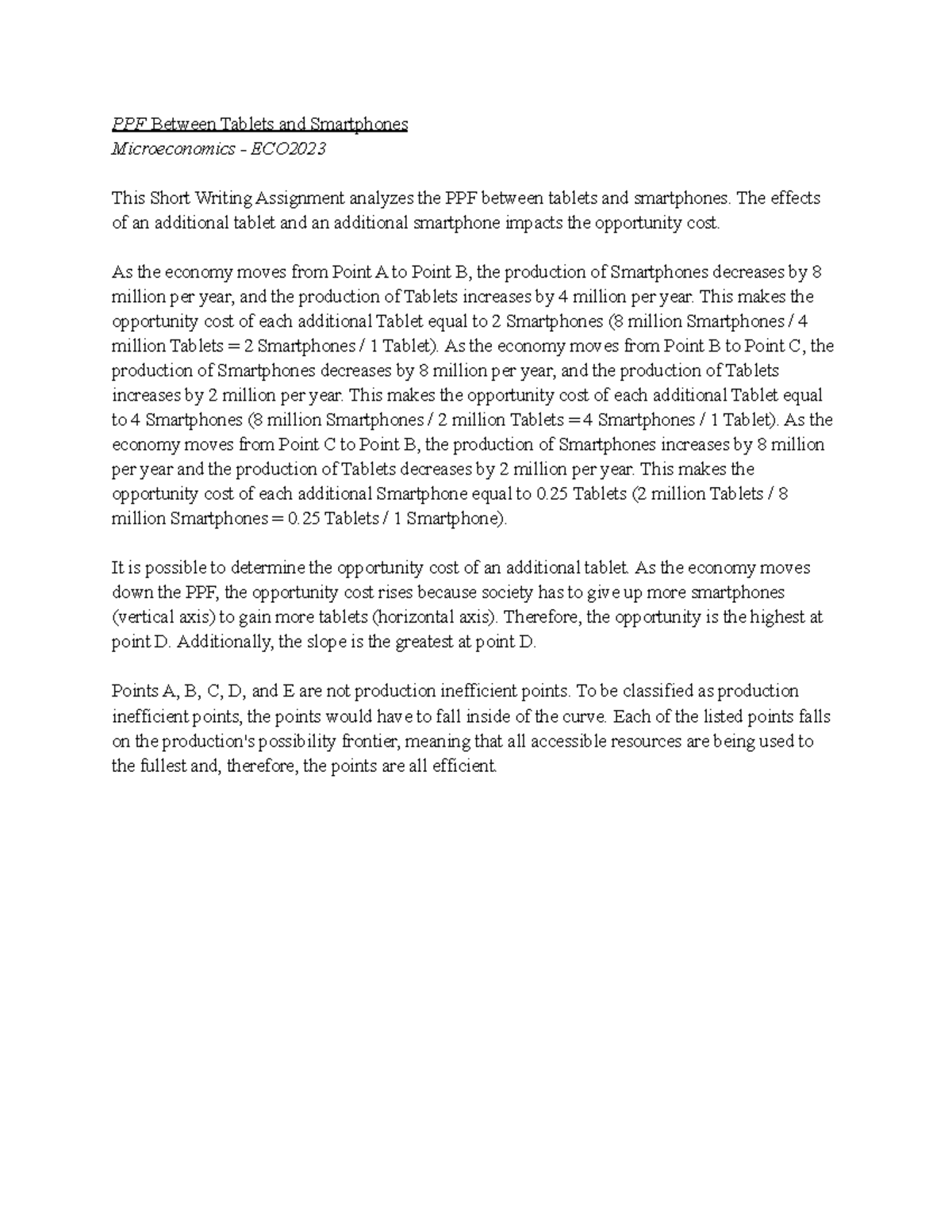 SWA 1 - Micro SWA1 - PPF Between Tablets and Smartphones Microeconomics - ECO This Short Writing ...