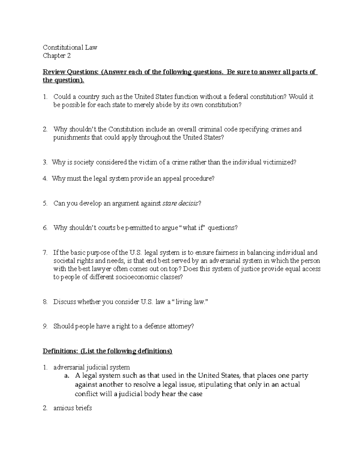 Module 2 Worksheet - Constitutional Law Chapter 2 Review Questions ...