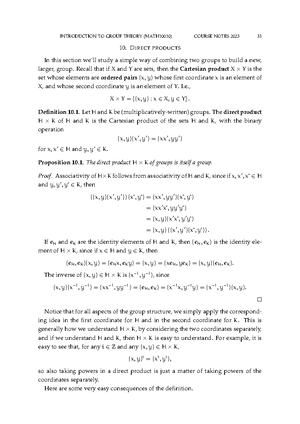 Introduction to Group Theory Exam Solutions 2019 - UNIVERSITY OF ...