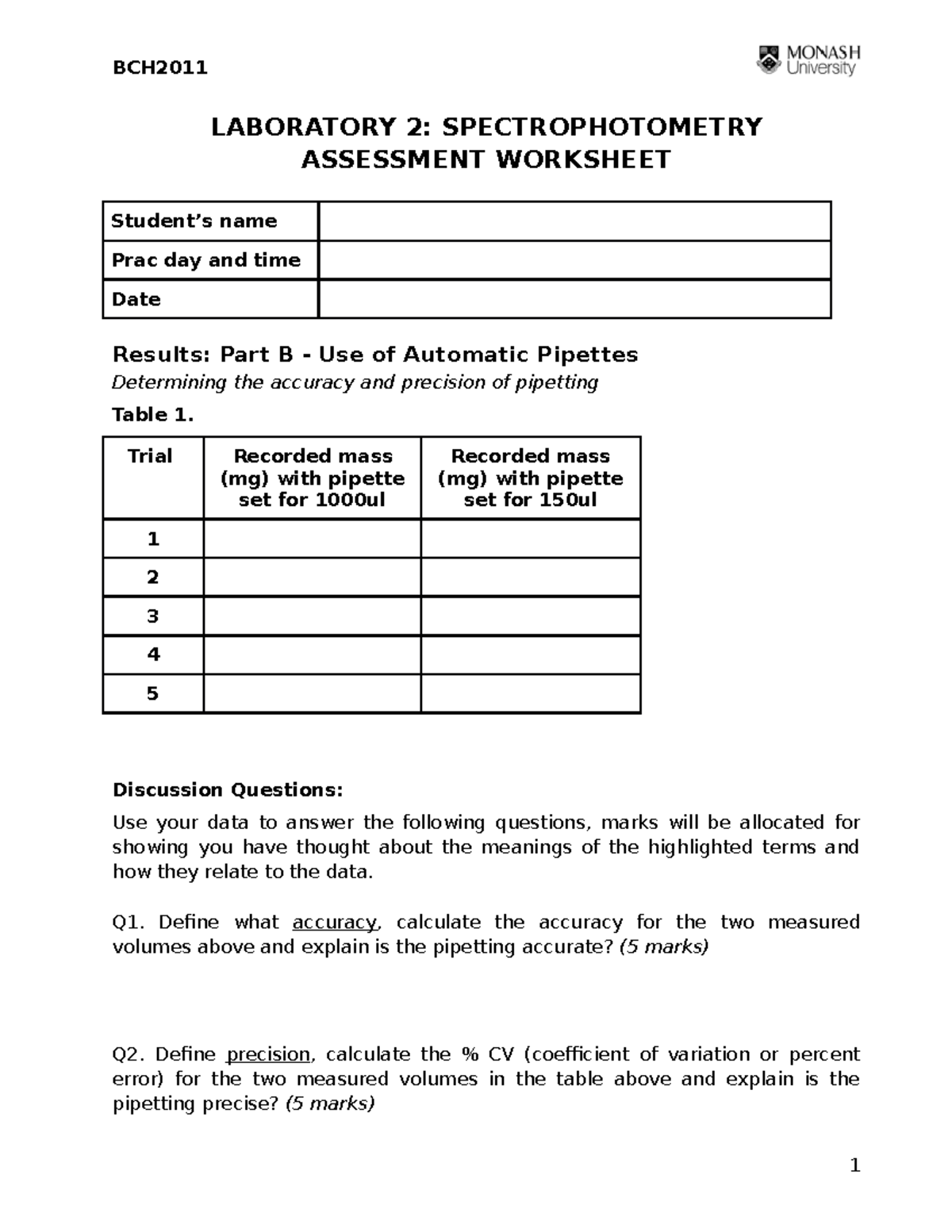 Lab 2 Assessment Worksheet for the year 2022 - LABORATORY 2 ...