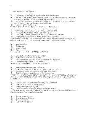 Psychiatric mcqs 20 - practice mcqs - PSYCHIATRY Multiple Choice Questions :- Delusions in clear ...