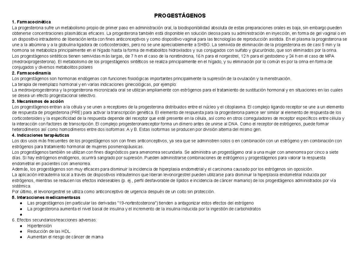 Progestá Genos - PROGESTÁGENOS 1. Farmacocinética La progesterona sufre ...