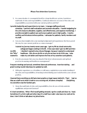 Phase One Reflection Summary D030 - Phase One Reflection Summary Prior ...