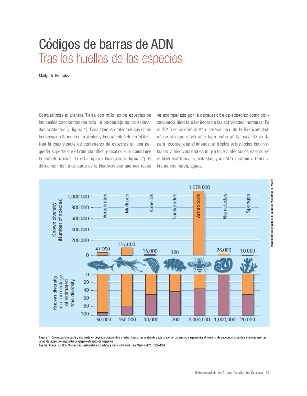Códigos de barra de ADN - Universidad de los Andes, Facultad de Ciencias 51 Compartimos el ...