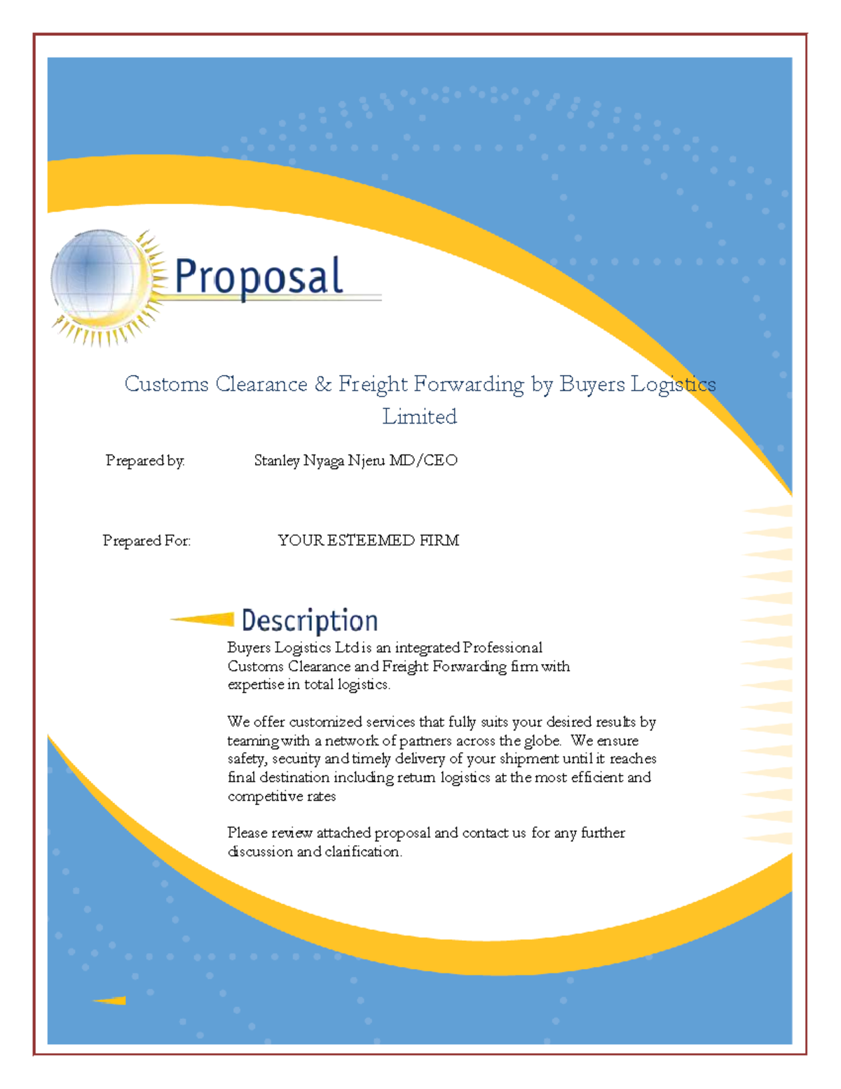 Proposal-Clearing and Forwarding Services - Customs Clearance & Freight ...
