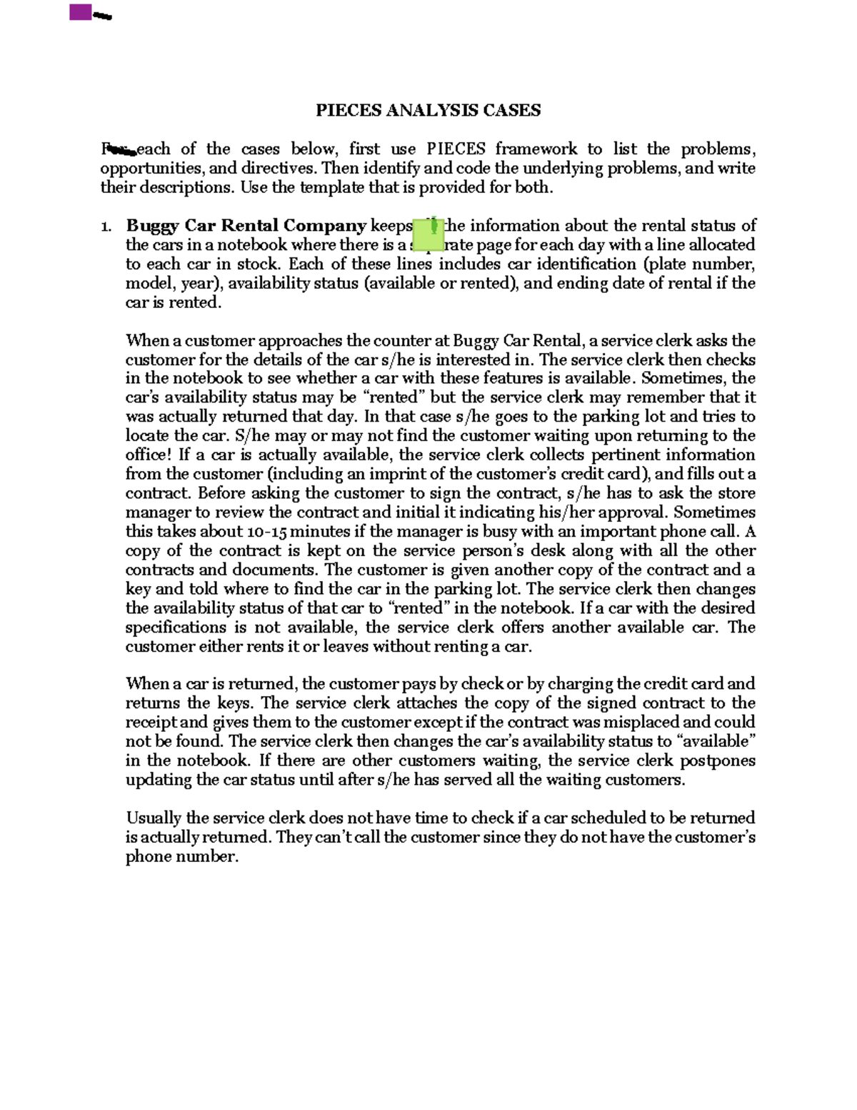 Qb L9SO-Cases Pieces copy - PIECES ANALYSIS CASES For each of the cases ...