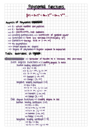 Advanced Fuctions Student Study Notes - Studocu