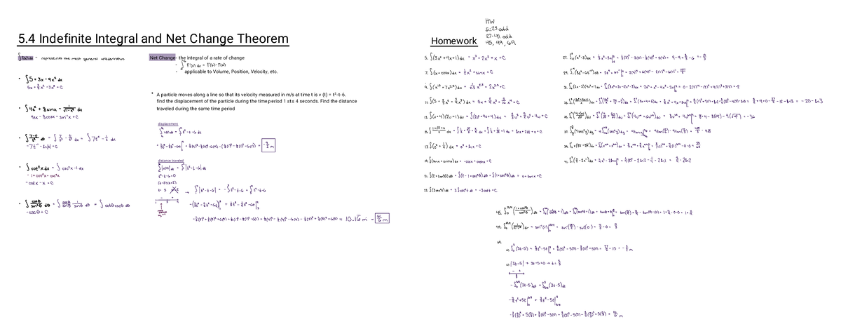 5-4 Indefinite Integral and Net Change Theorem - MATH 190 - McNeese ...