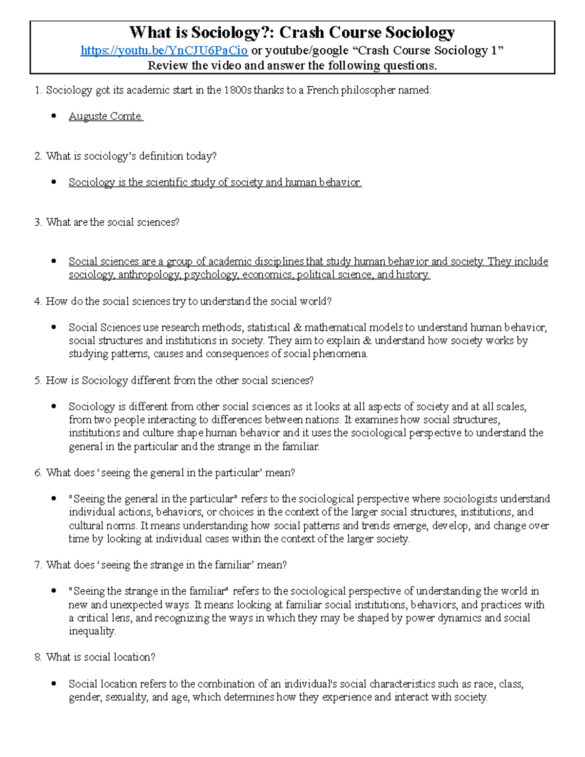 1 What is Sociology - this is chapter notes - What is Sociology?: Crash ...