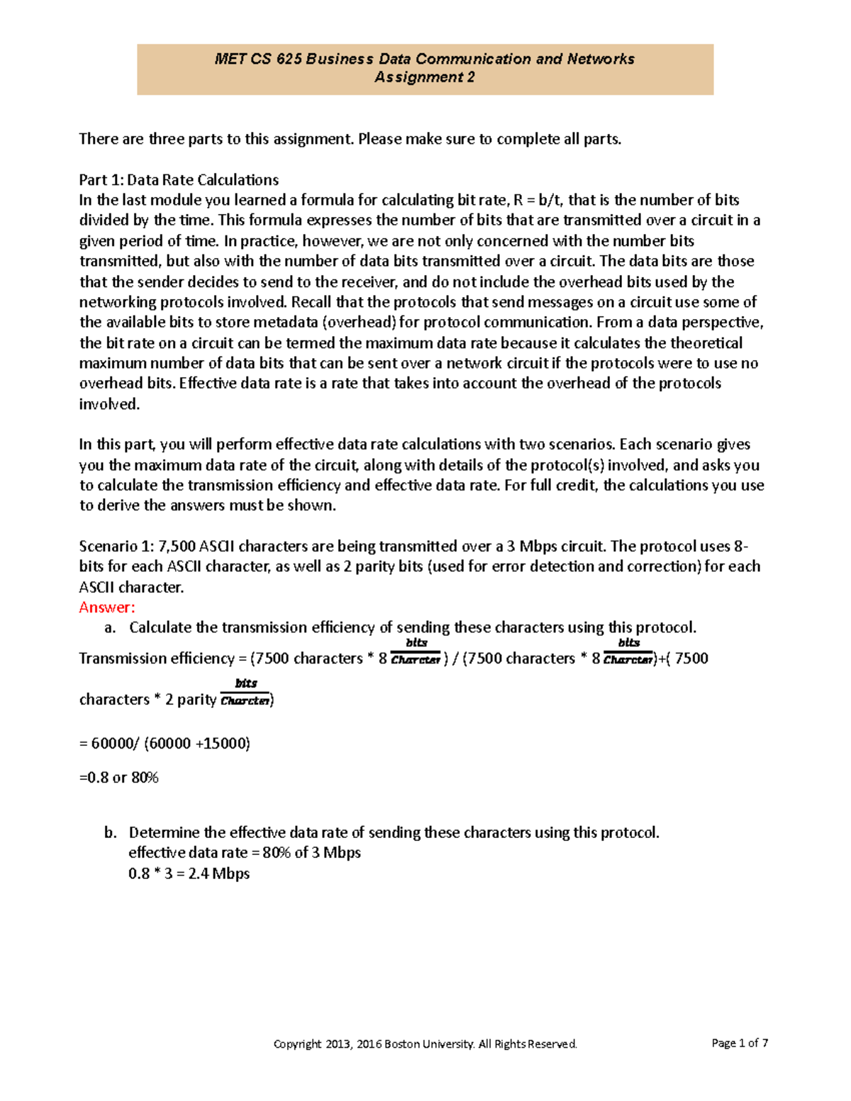 Week 2 assignment - MET CS 625 Business Data Communication and Networks Assignment 2 Page 1 of 7 ...
